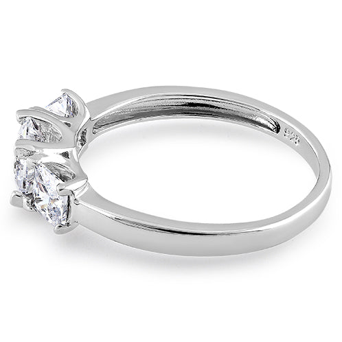 Sterling Silver 3-Stone Square CZ Ring