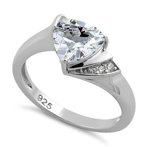 Wholesale Sterling Silver Elegant Trillion Cut Clear CZ Ring for Sale